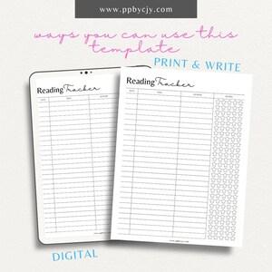 Reading Log Book Tracker | Book Review Star Rating Organizer ...