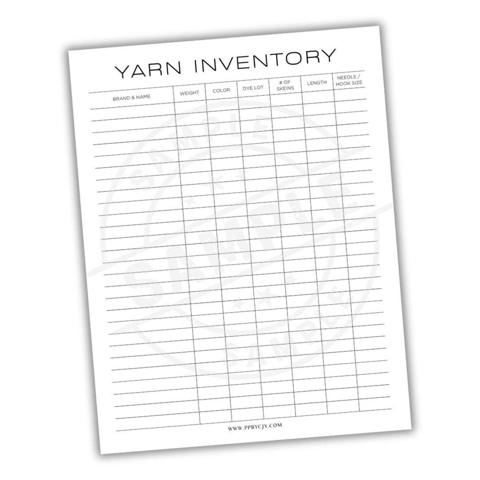Yarn Stash Inventory Chart | Instant Digital Download | Knitting and ...