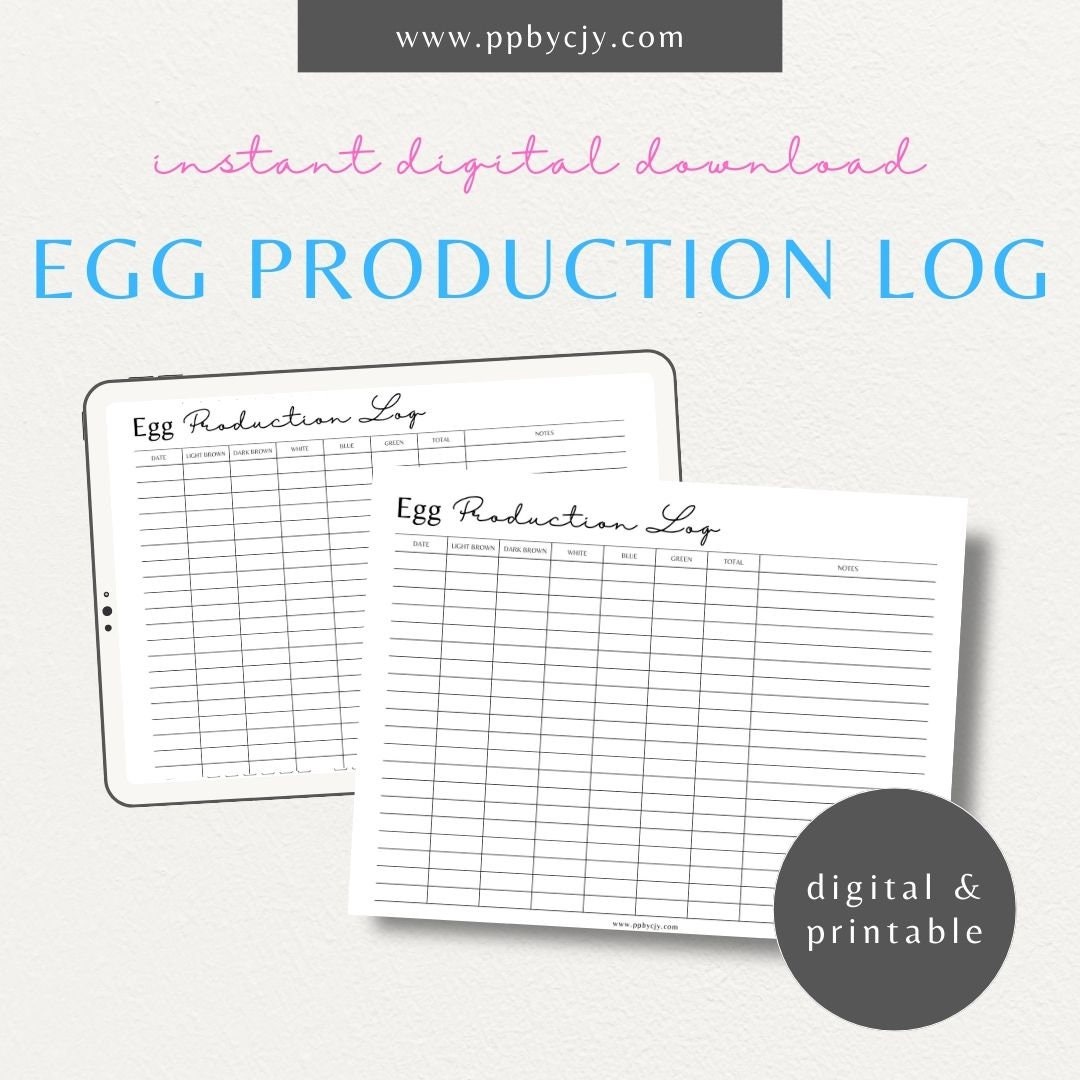 Poultry Egg Production Tracker Chicken Coop Egg Recording Sheet Farm ...