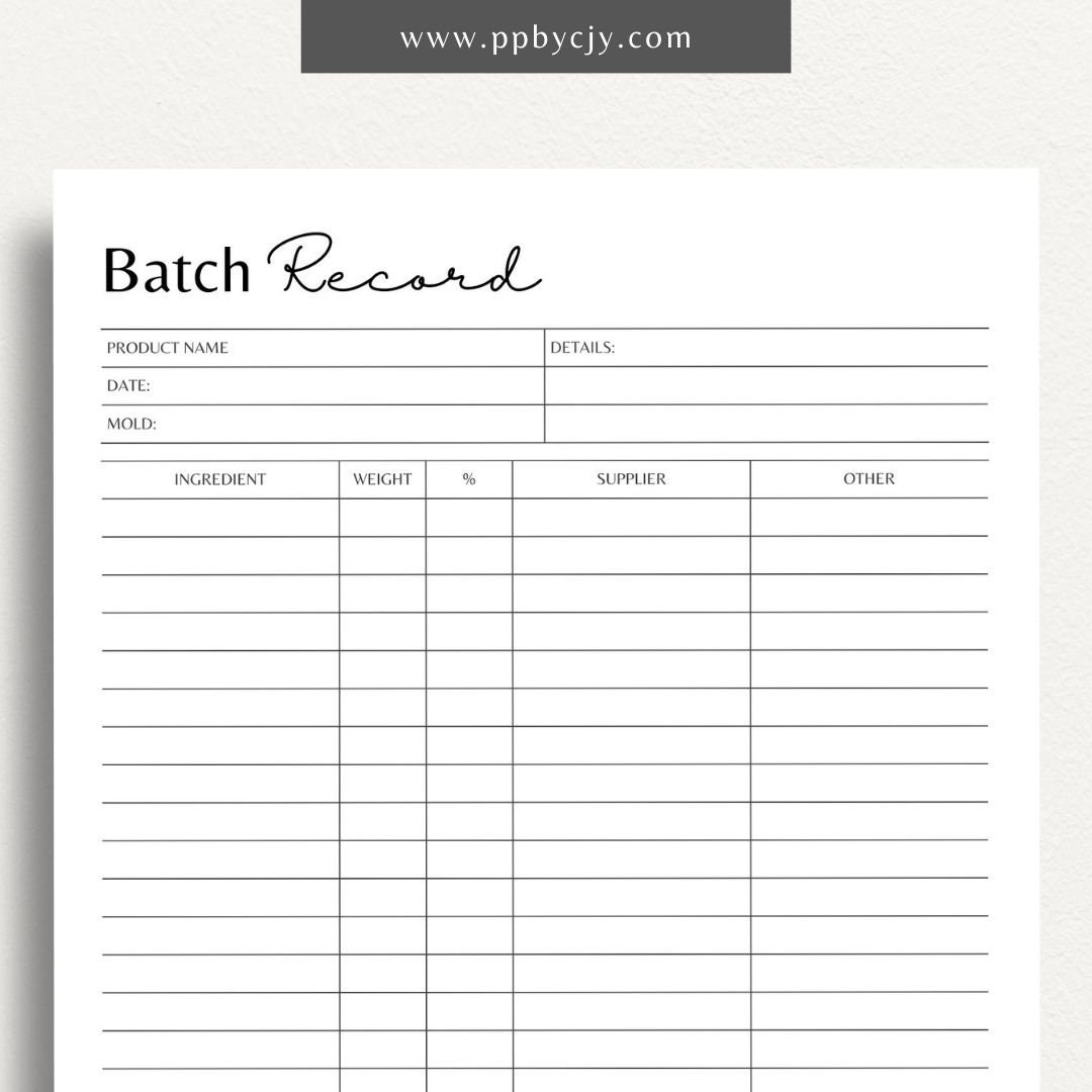 Soap Making Batch Record | Artisan Soap Production Recipe Log | Handmade DIY Soap Formulation ...