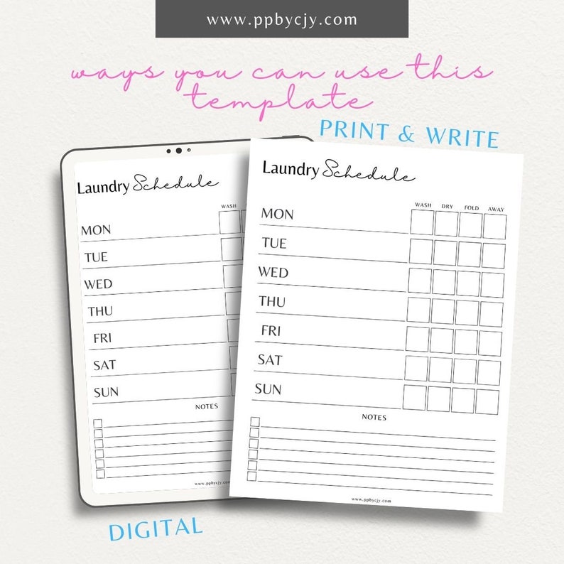 Laundry Schedule Weekly Routine | Laundry Chore Management Chart ...