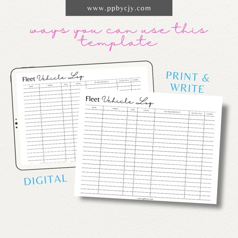 Fleet Vehicle Tracker | Business Vehicle Information Log | Commercial ...