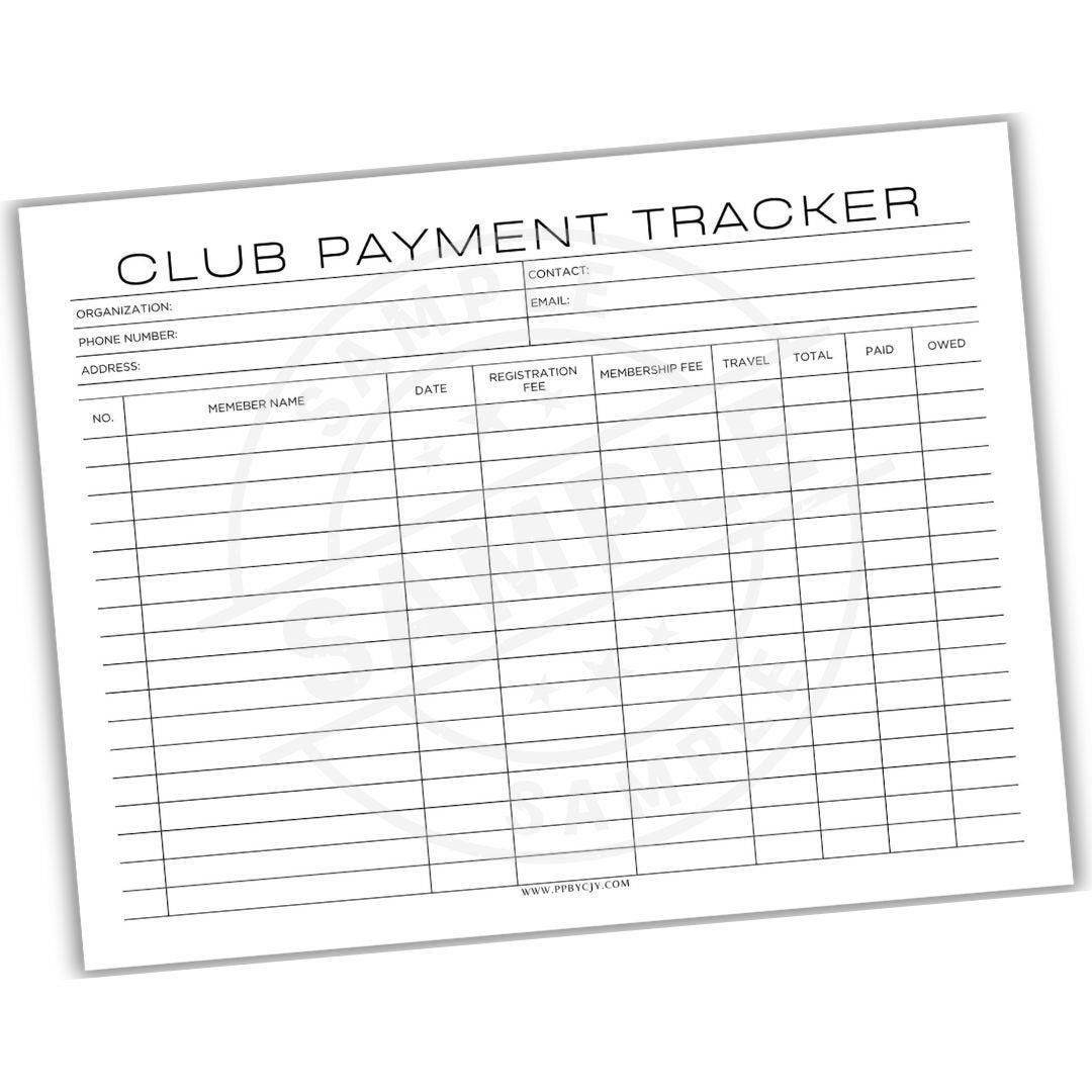 Club Payment Tracker Printable Template | Digital Download | Membership ...