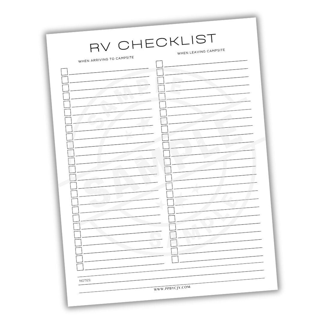 RV Setup & Take Down Checklist Printable PDF | Camper Prep and ...