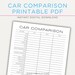 Car Comparison Sheet Printable Template | Vehicle Features & Price ...
