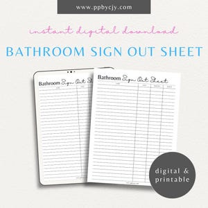 Bathroom Sign-out Sheet Printable Template | Digital Download ...