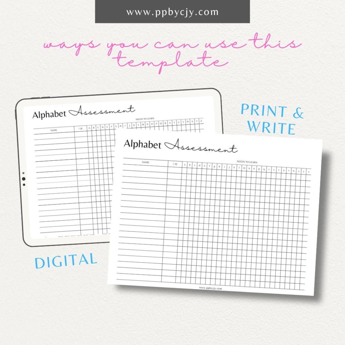 Alphabet Assessment Sheet Printable Template Digital Download Letter ...