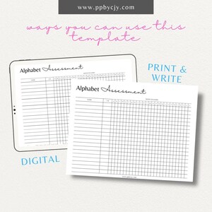 Alphabet Assessment Sheet Printable Template Digital Download Letter ...