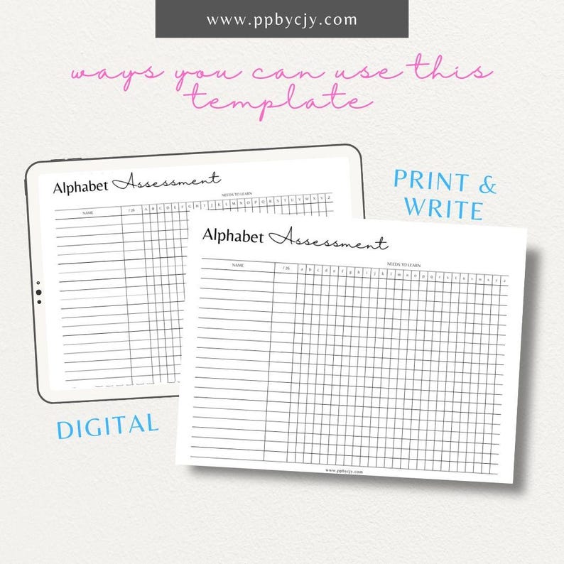 Alphabet Assessment Sheet Printable Template Digital Download Letter ...