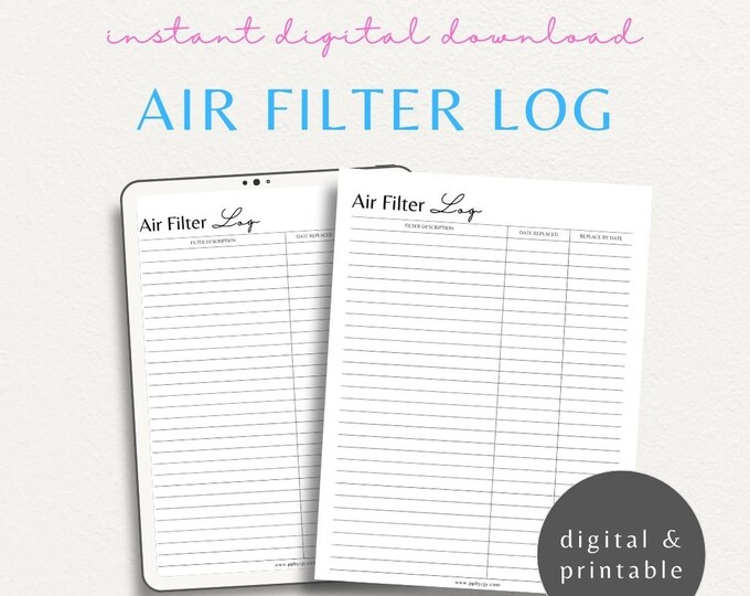 Air Filter Log Printable Form, Air Filter Planner, Simple Home ...