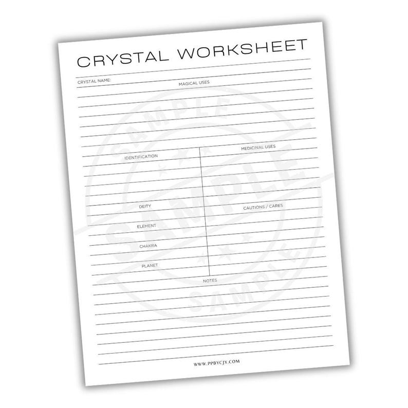 Grimoire Crystal Worksheet Printable PDF | Crystal Collection Log and ...