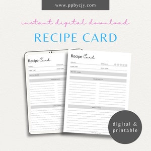 Recipe Card Binder Insert | Cooking Reference Sheet Organizer | Family ...