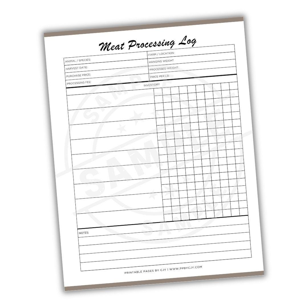 Meat Processing Log | Farm, Hunter & Butchering Tracker (digital ...