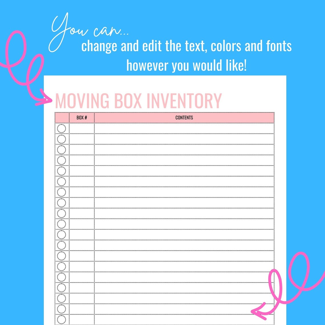 Moving Box Inventory List Moving Box Contents Moving - Etsy