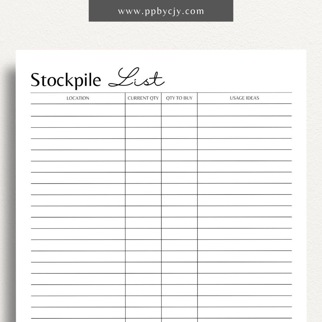 Stockpile List Printable Template | Digital Download | Emergency ...