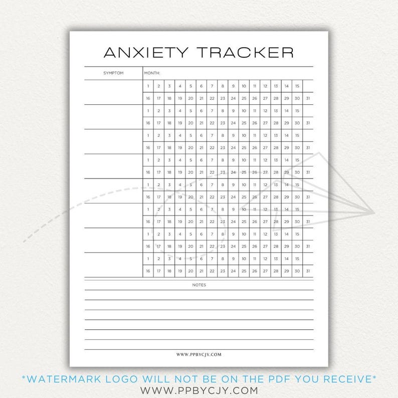 Anxiety Symptom Tracker | Mental Health Log | Mood & Stress Journal ...