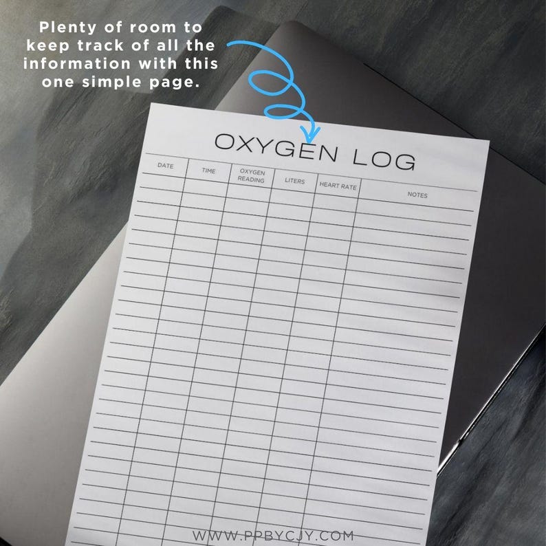 Oxygen Log Printable | Oxygen Level & Therapy Tracker | Medical Health ...