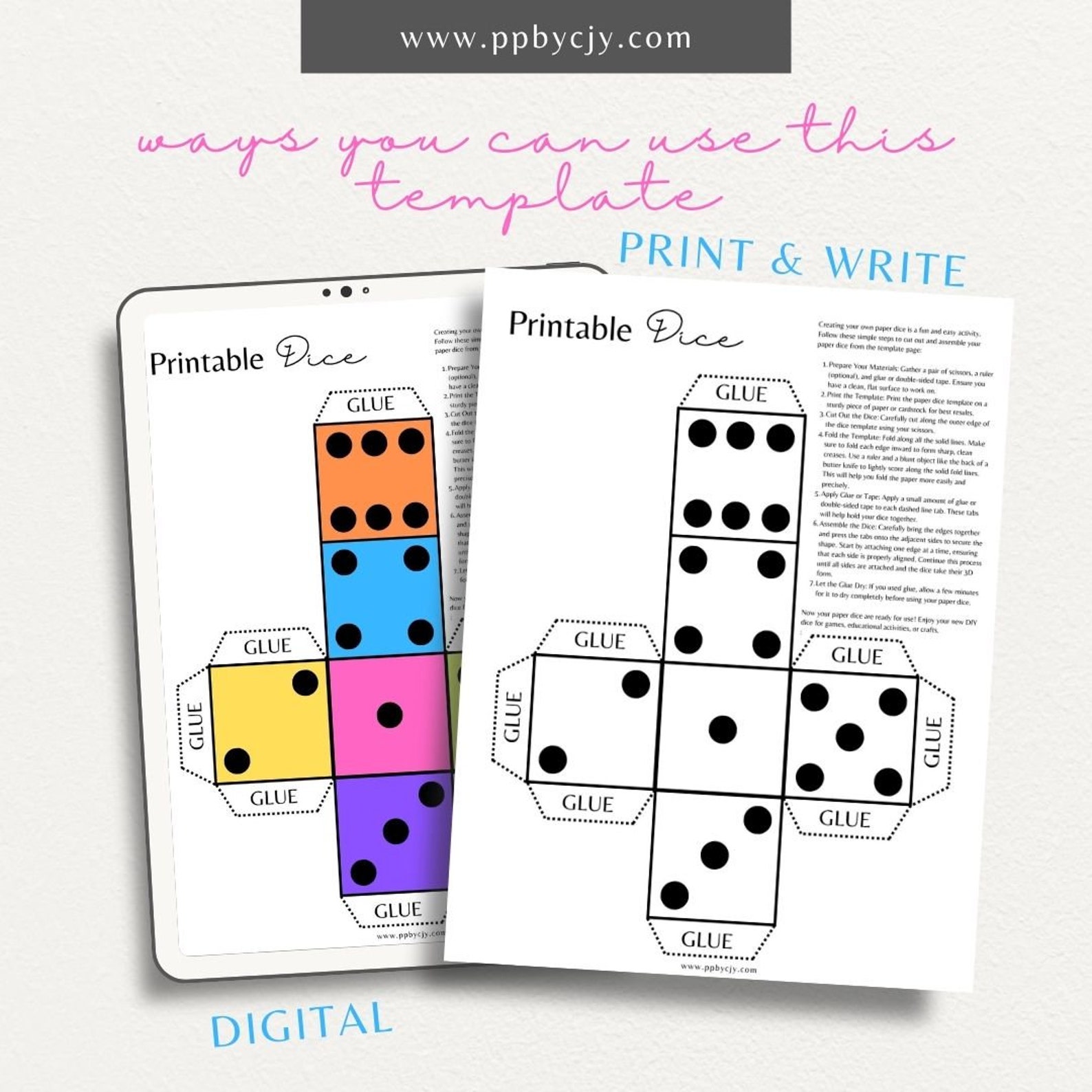 Dice Game Printable Template Digital Download Fun Family Activity Dice ...