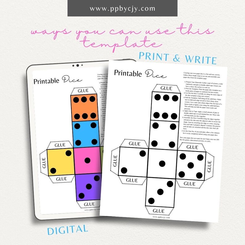 Dice Game Printable Template | Digital Download | Fun Family Activity ...