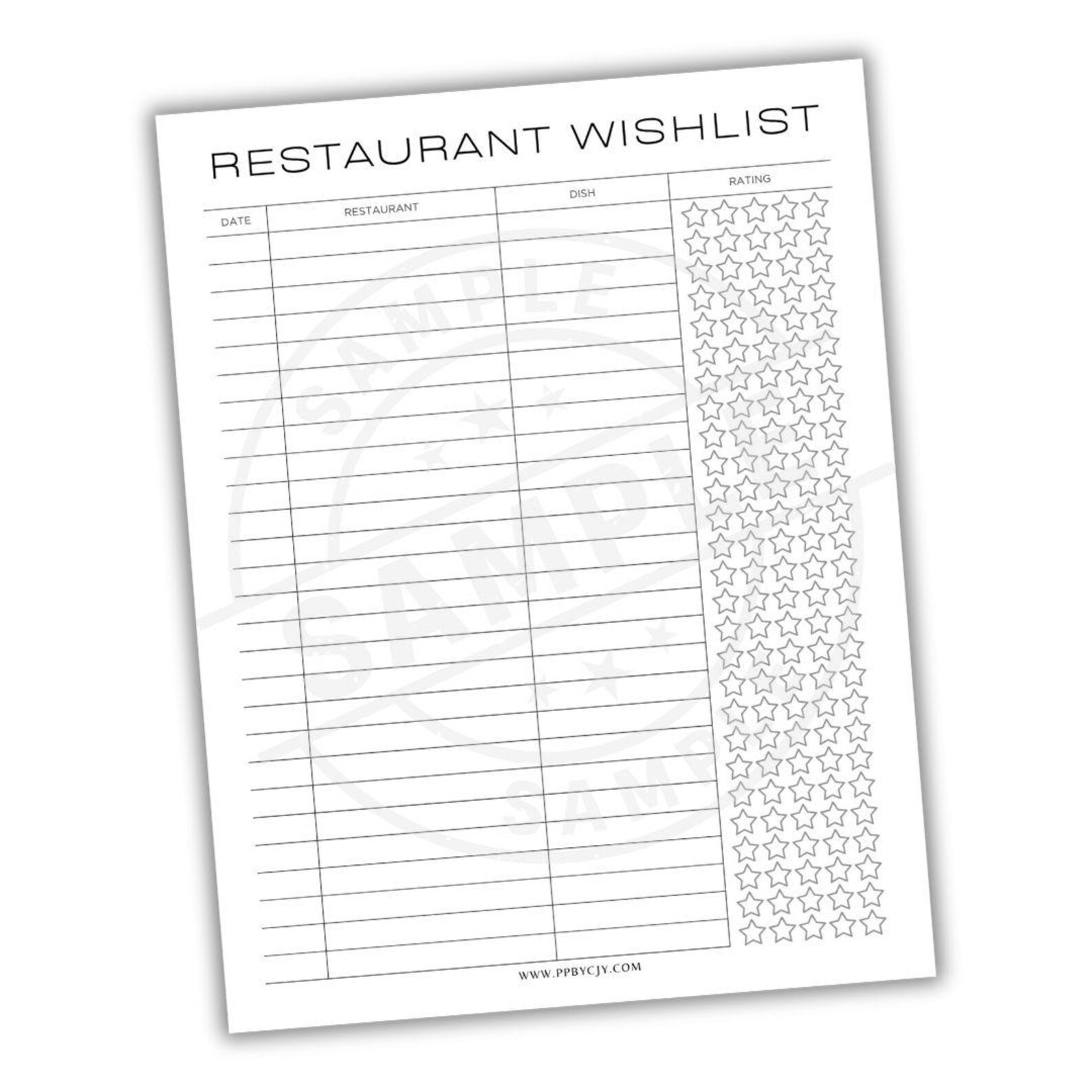 Restaurant Review Printable Template | Digital Download Dining ...