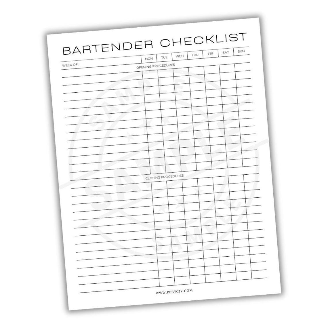 Bartender Duties Checklist | Bartending Daily Routine Station Setup ...