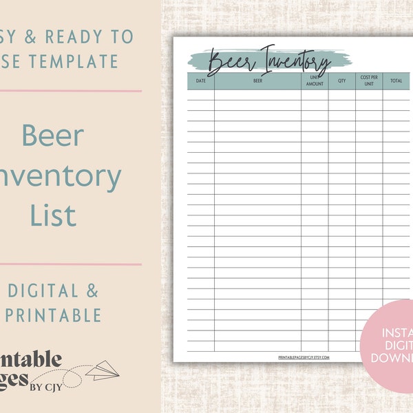 Liquor Inventory Sheet - Etsy