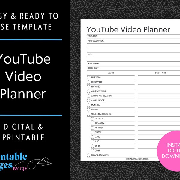 Youtube Video Checklist - Etsy