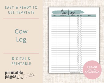 Calf Log Cattle Records Farm Planner - Etsy