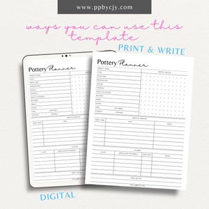 Pottery Planner Printable Template Digital Download Ceramic Project ...