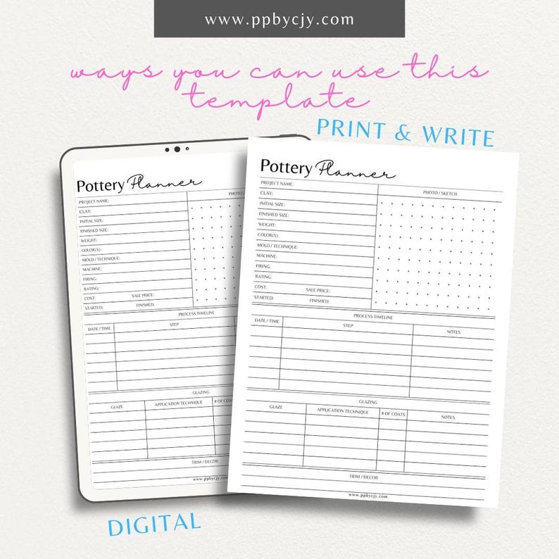 Pottery Planner Printable Template Digital Download Ceramic Project ...