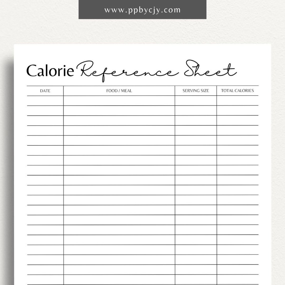 Calorie Counting Reference Sheet Weight Loss Nutrition Calorie List ...