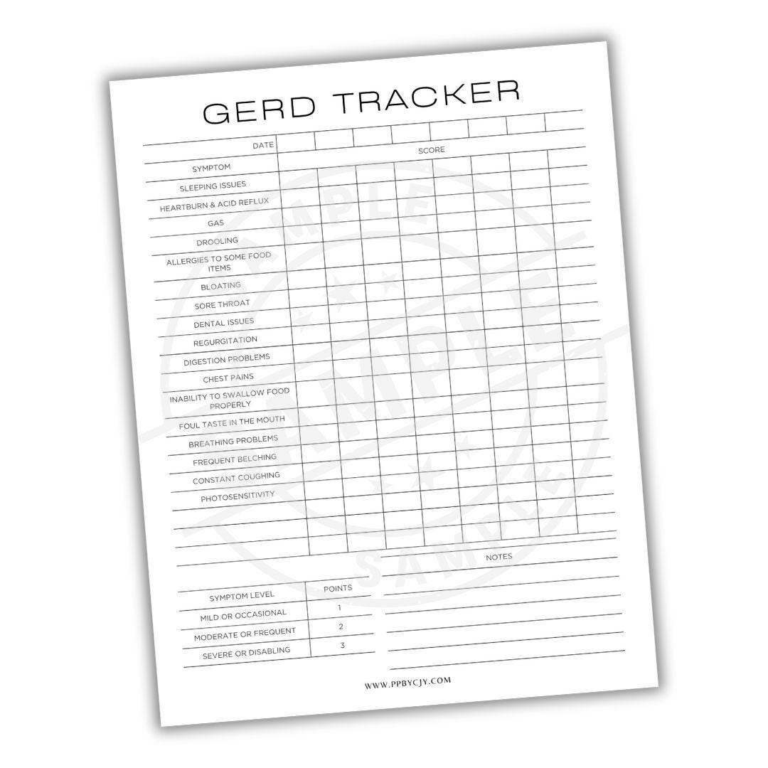 GERD Tracker Printable PDF | Acid Reflux Symptom Log | Track Meals ...
