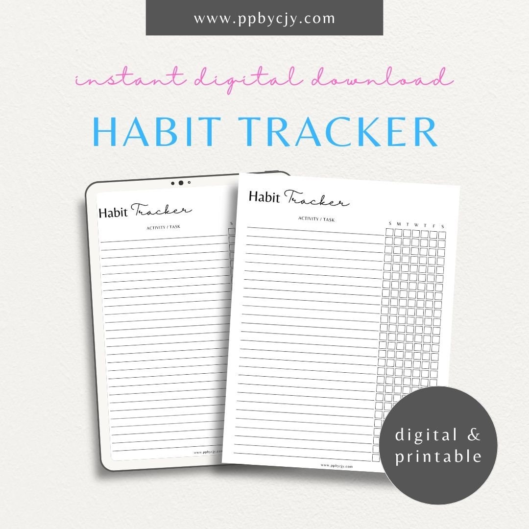 Daily Habit Task Tracker Personal Wellness Goal Tracking Self ...