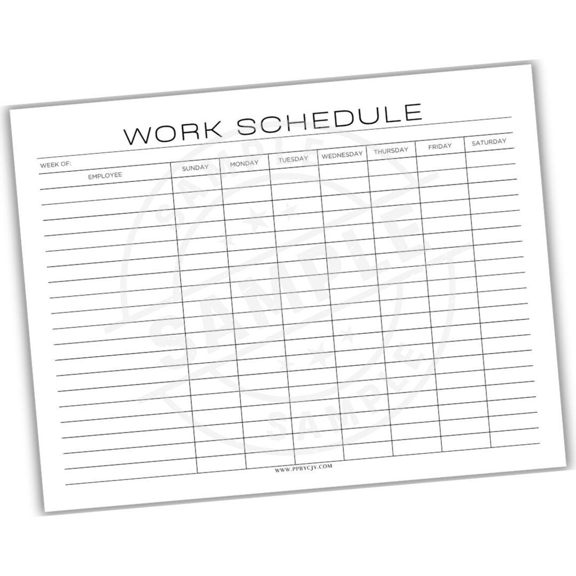 Weekly Employee Work Schedule | Staff Shift Hours Scheduling Planner ...