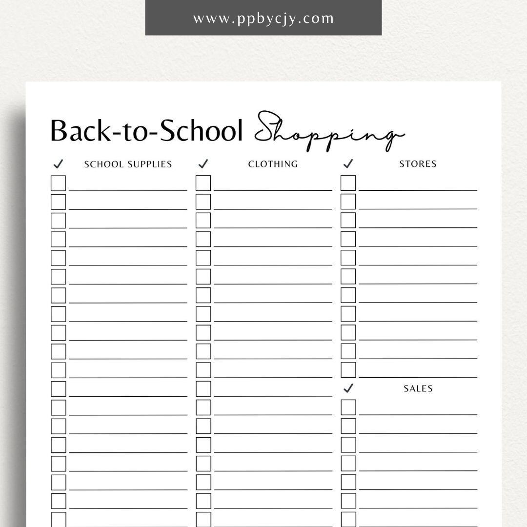Back-to-school Shopping List Printable Template | Digital Download ...