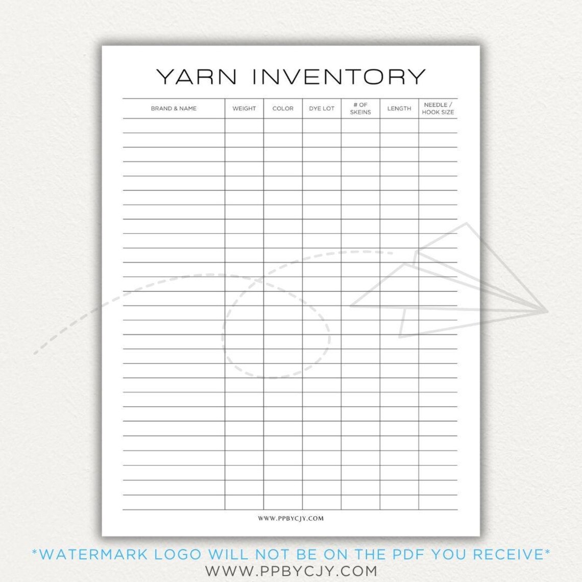 Yarn Stash Inventory Chart | Instant Digital Download | Knitting and ...