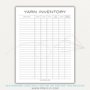 Yarn Stash Inventory Chart | Instant Digital Download | Knitting and ...