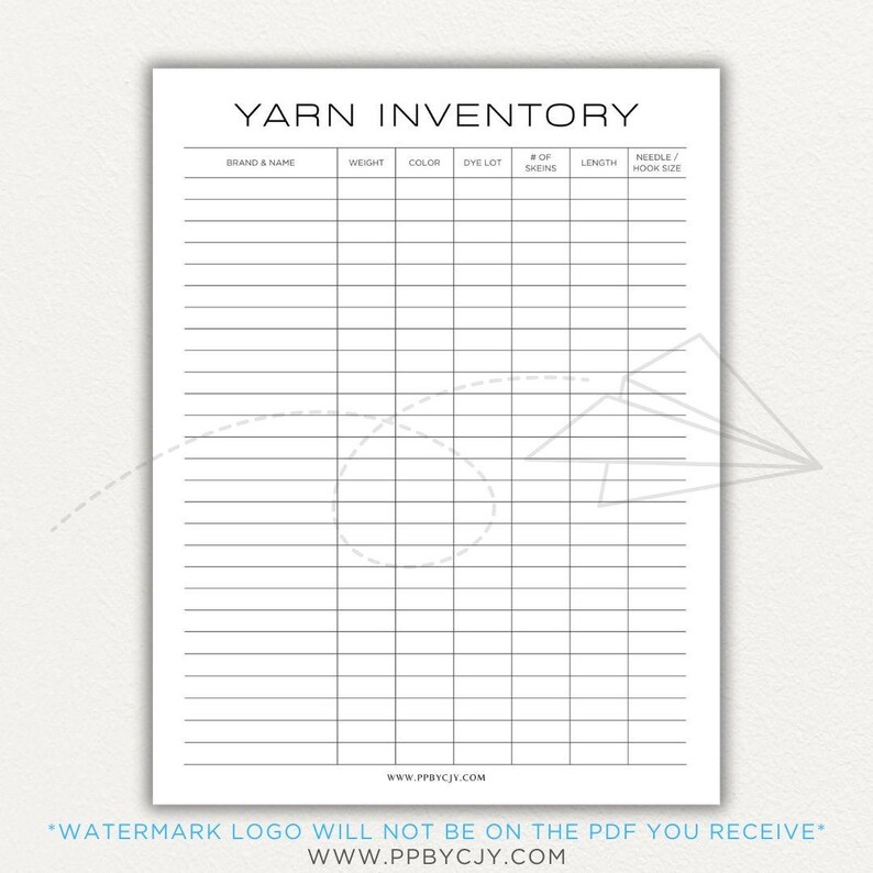 Yarn Stash Inventory Chart | Instant Digital Download | Knitting and ...