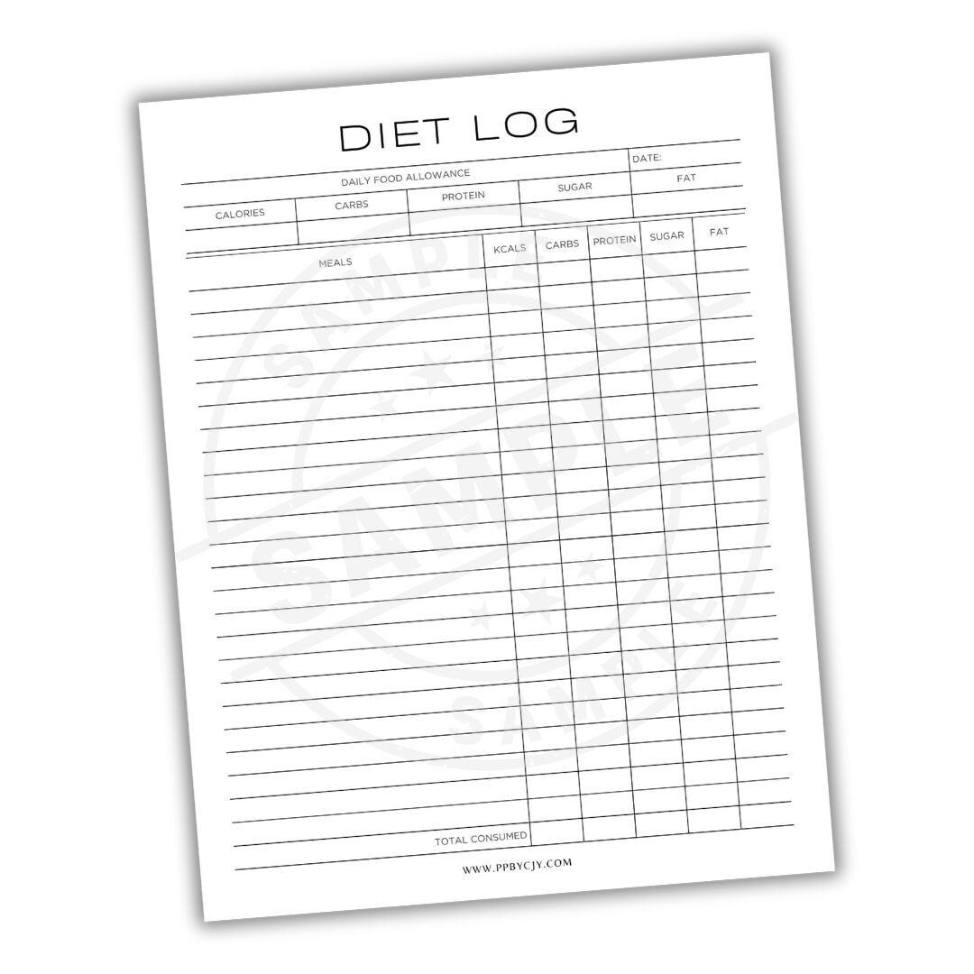 Diet Log Printable Template | Instant Digital Download | Daily Food ...