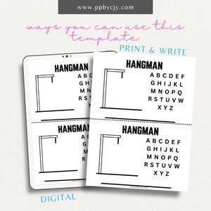 Hangman Game Printable Template | Digital Download | Classic Word Game ...