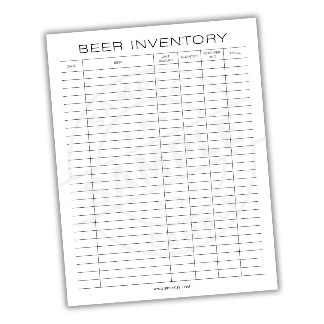 Beer Supply Inventory Tracker | Homebrewing Supplies Checklist | Craft ...