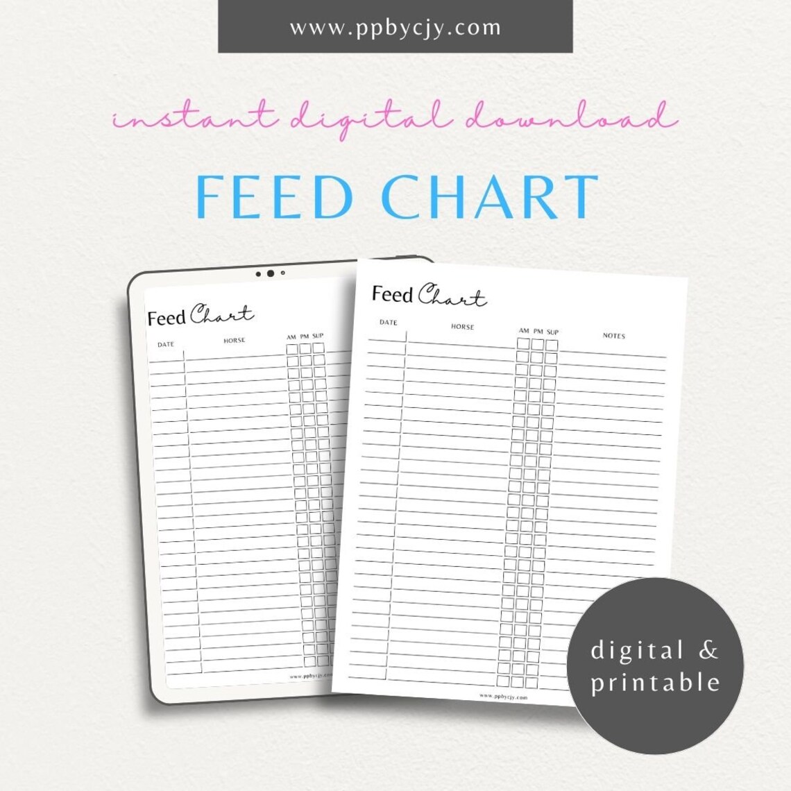 Equine Horse Feeding Chore Chart Barn Stable Manager Dietary Regimen ...