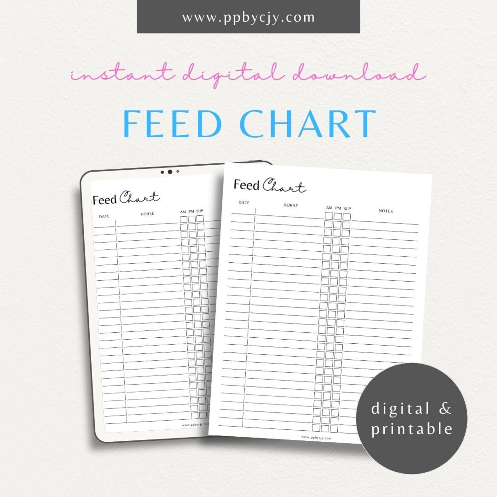 Equine Horse Feeding Chore Chart Barn Stable Manager Dietary Regimen ...