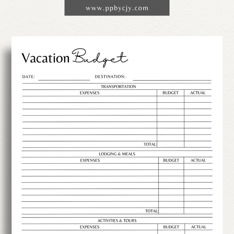 Vacation Budget Planner | Travel Expense Spending Planner | Adventure ...