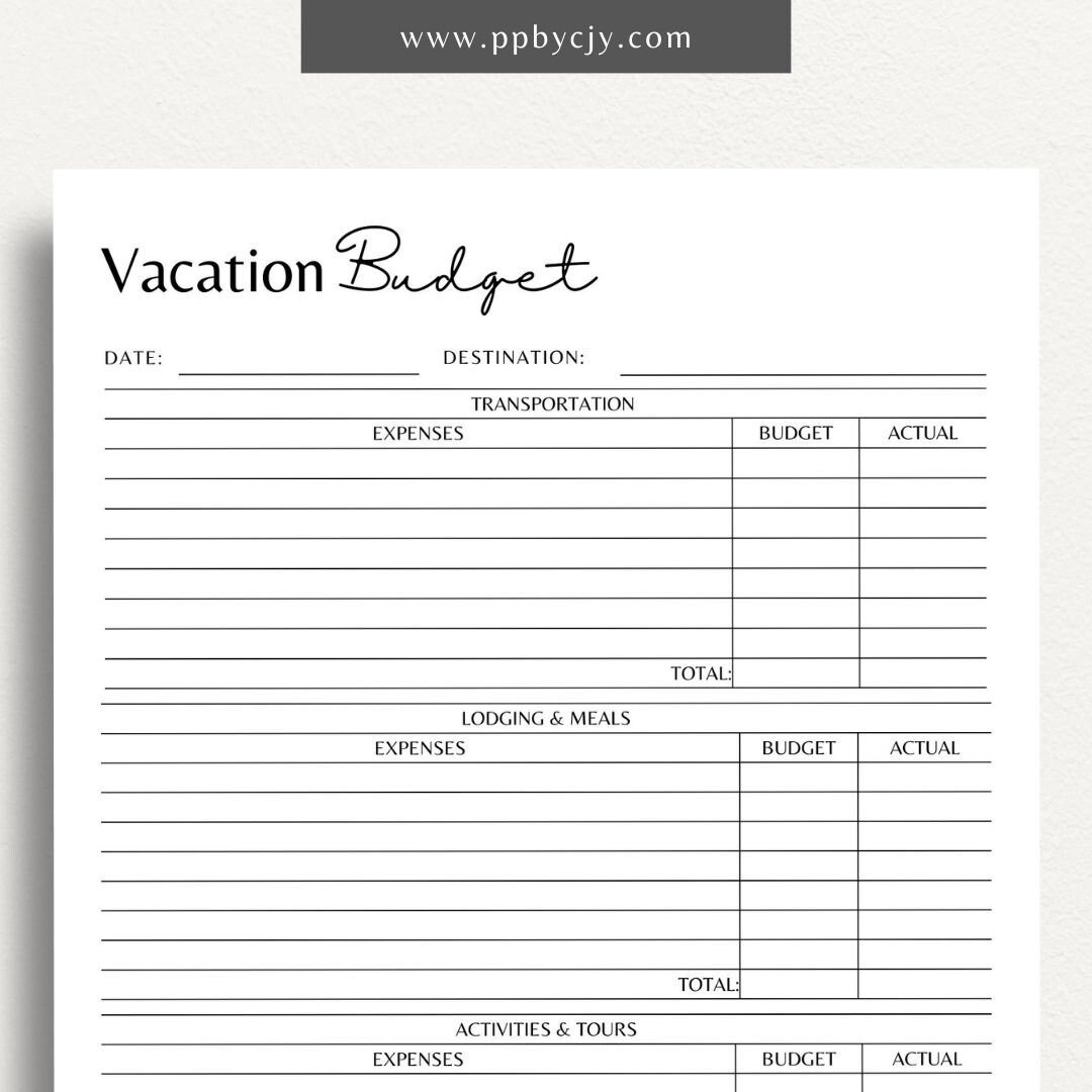 Vacation Budget Planner | Travel Expense Spending Planner | Adventure ...