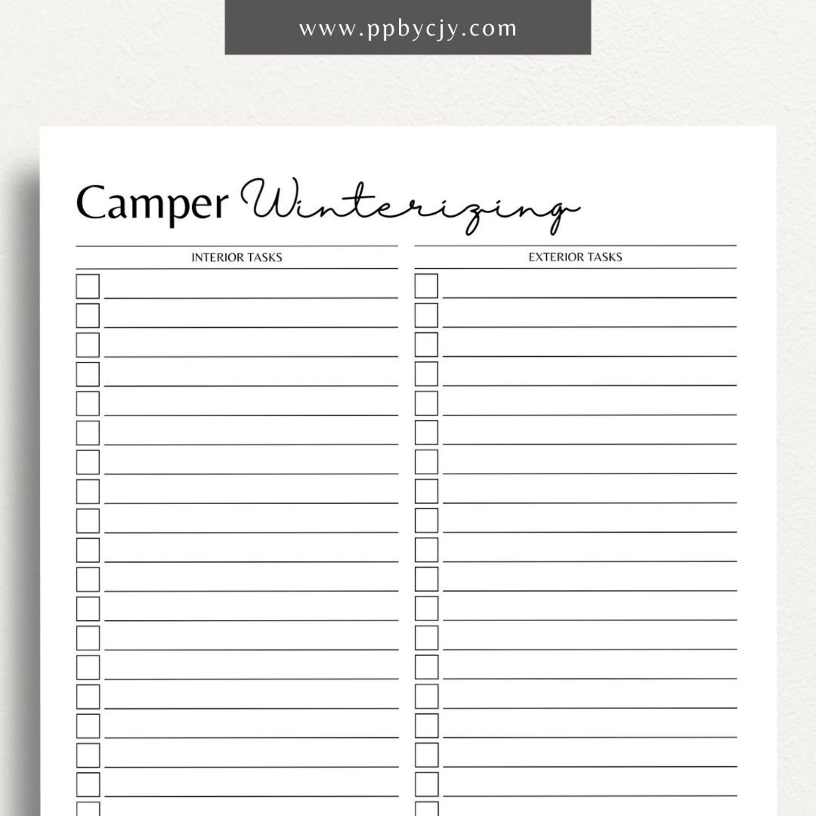 Camper Winterizing Checklist Printable Template | Digital Download | RV ...