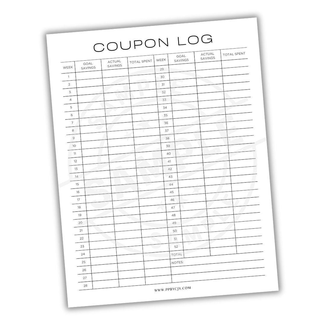 Coupon Savings Log Printable PDF Template | Track Discounts & Savings ...