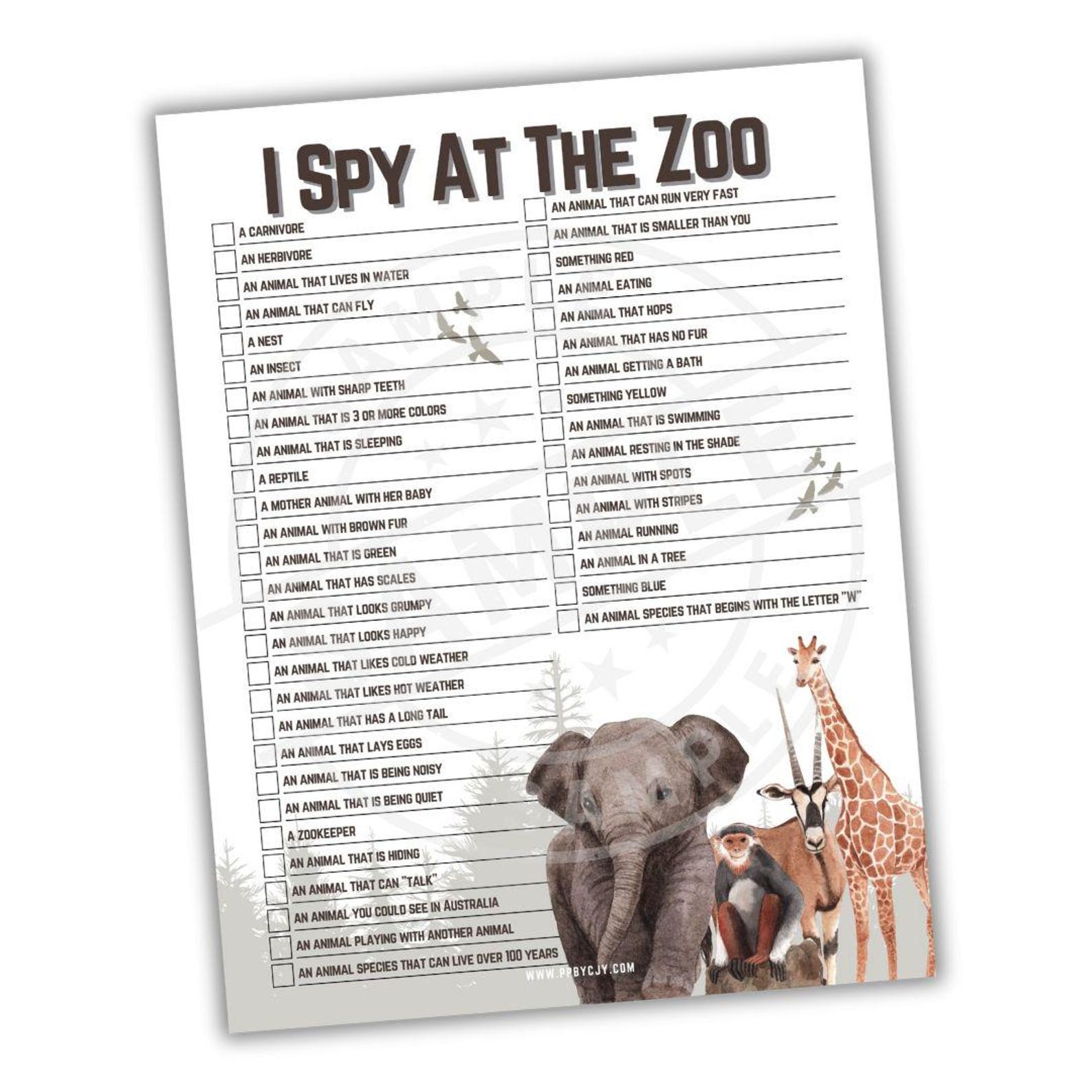 Zoo Adventure Scavenger Hunt for Kids | Printable Game | Instant ...