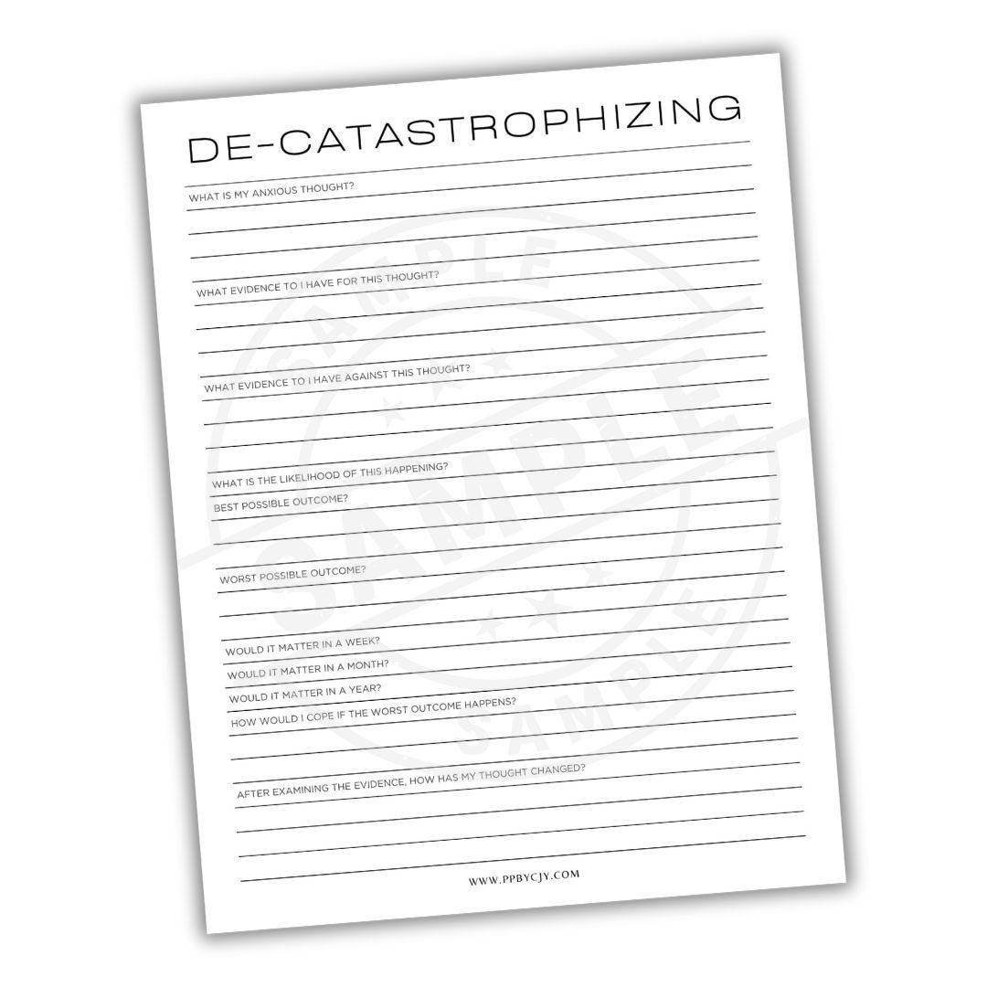 De-catastrophizing Worksheet Printable PDF | Anxiety & Stress ...