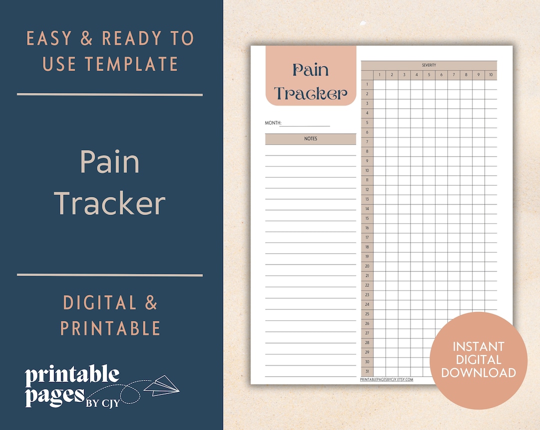 Pain Tracker Printable Symptom Medical Health Journal Pain - Etsy